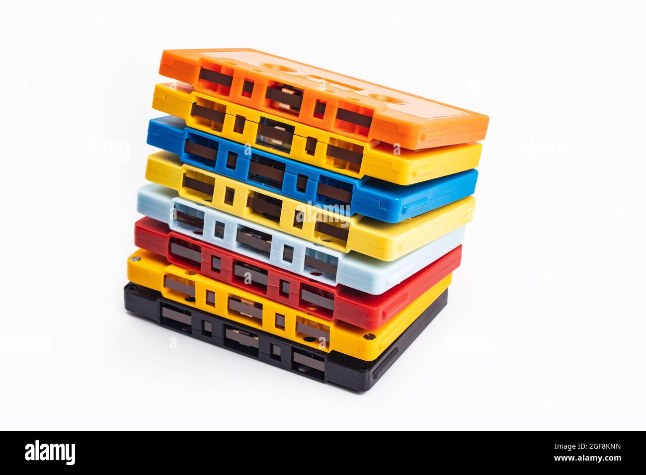 Collection of colorful audio tapes on white background Stock Photo - Alamy