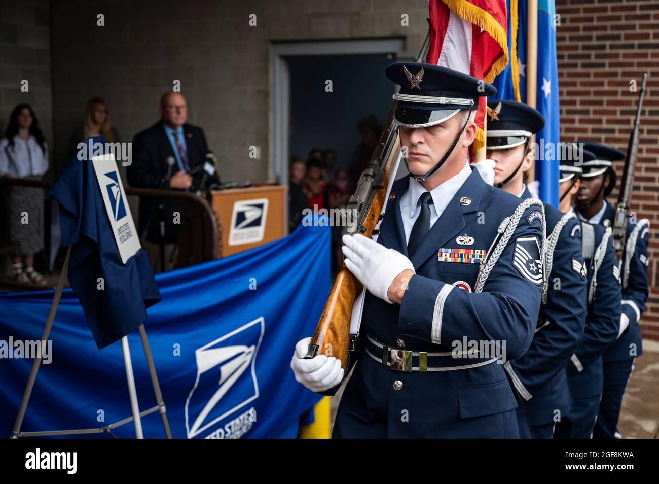 Members of the 911th Airlift Wing Honor Guard prepare to present the ...