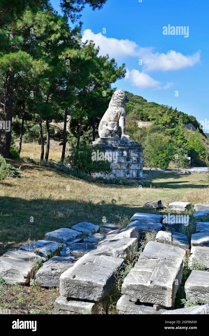 Greece, ancient lion of Amphipolis Stock Photo - Alamy