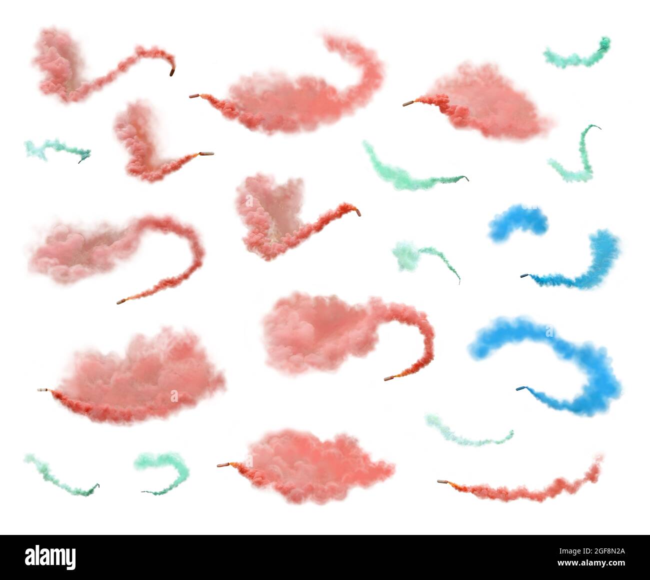 Smoke bomb set isolated. Explosion of colored smoke grenade set ...