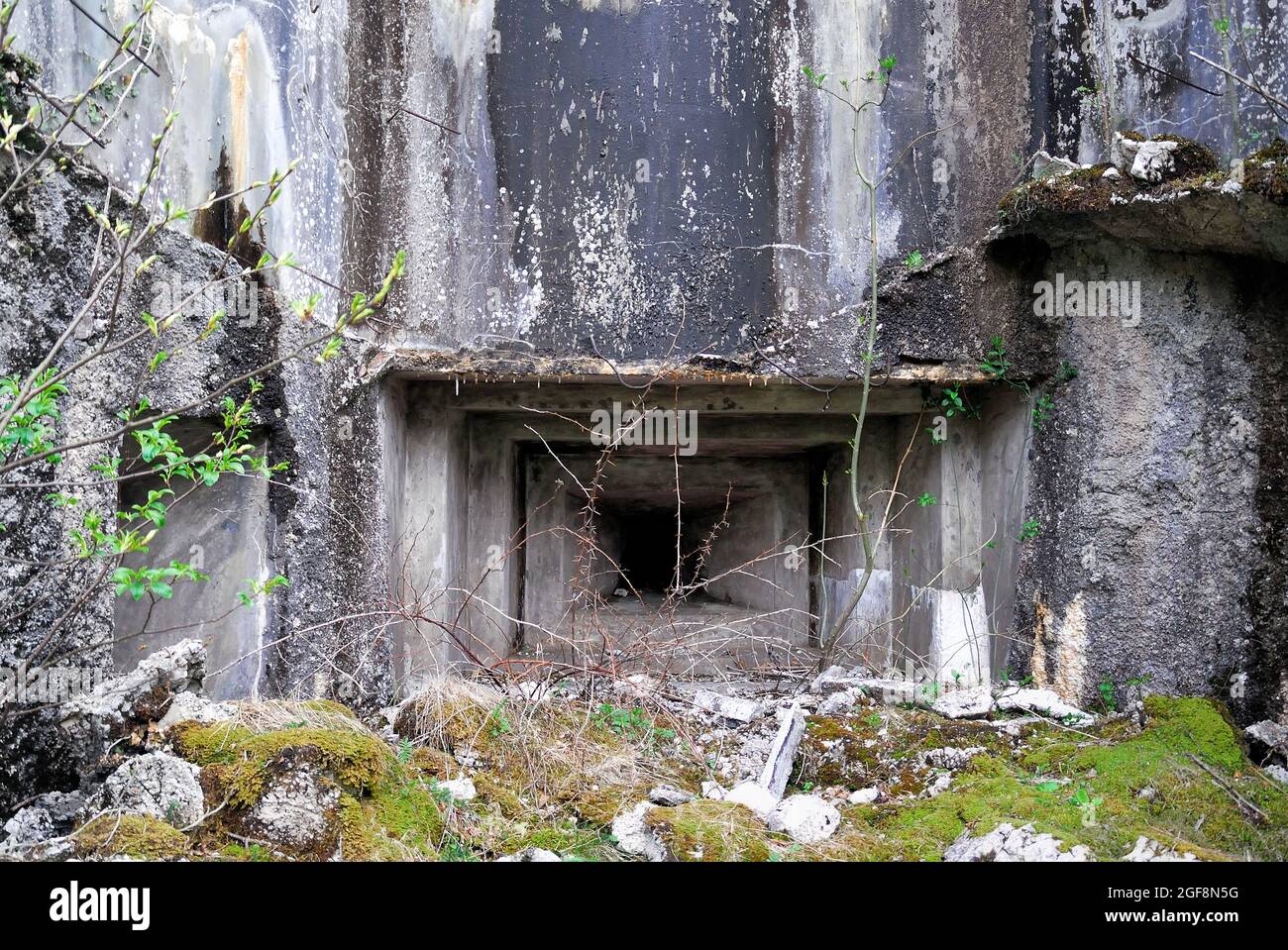 Slovenia. Tolminka valley. Bunker of the Alpine wall. It was an Italian ...