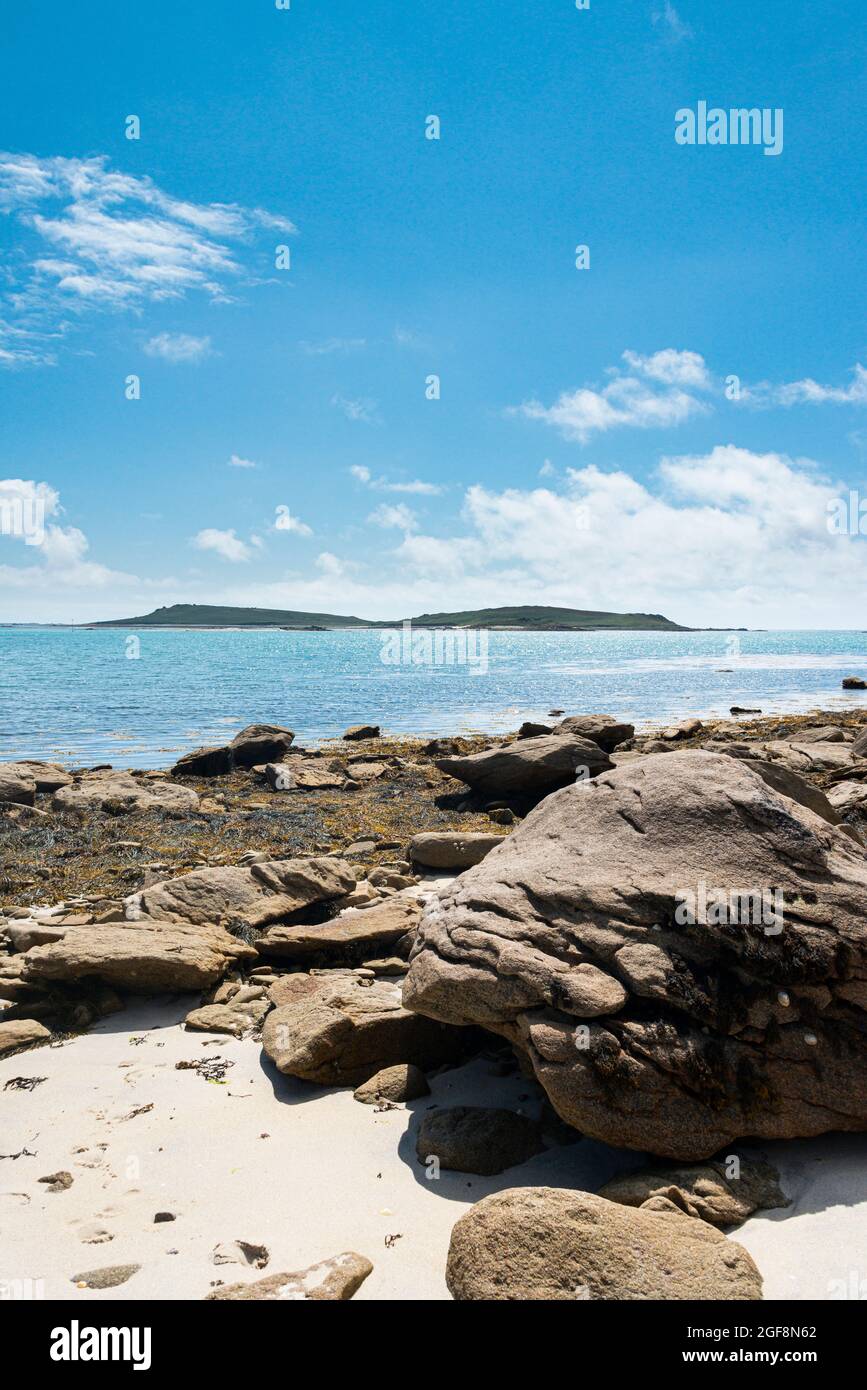 The Island of Samson seen from Appletree Bay, Tresco, Isles of Scilly ...