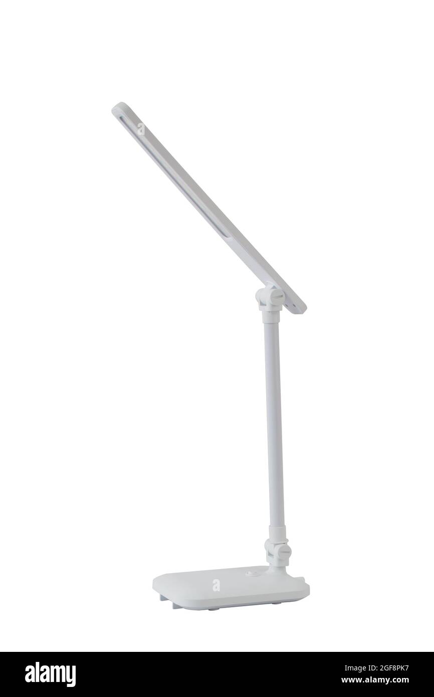 White LED table lamp isolated on white background Stock Photo - Alamy