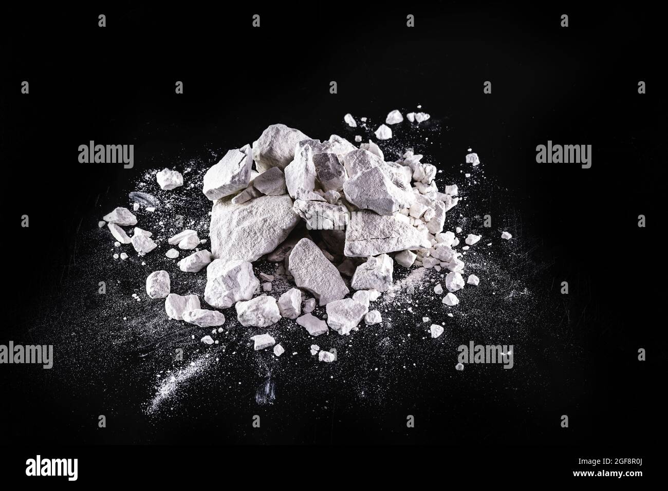 Calcium and Magnesium stones, black background. Called virgin lime or ...