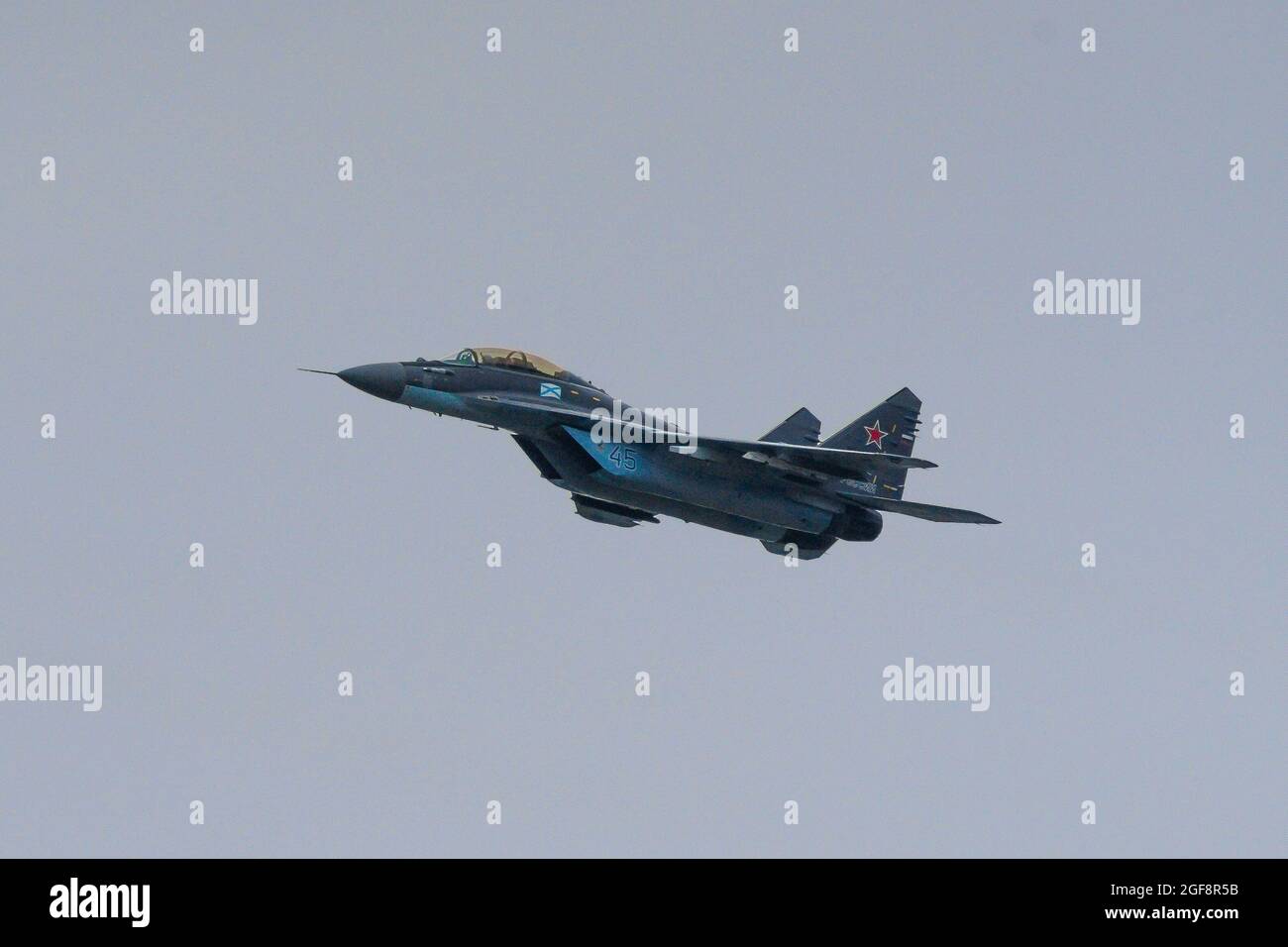 St. Petersburg, Russia, July 25, 2021 military parade fighter Su-30SM ...