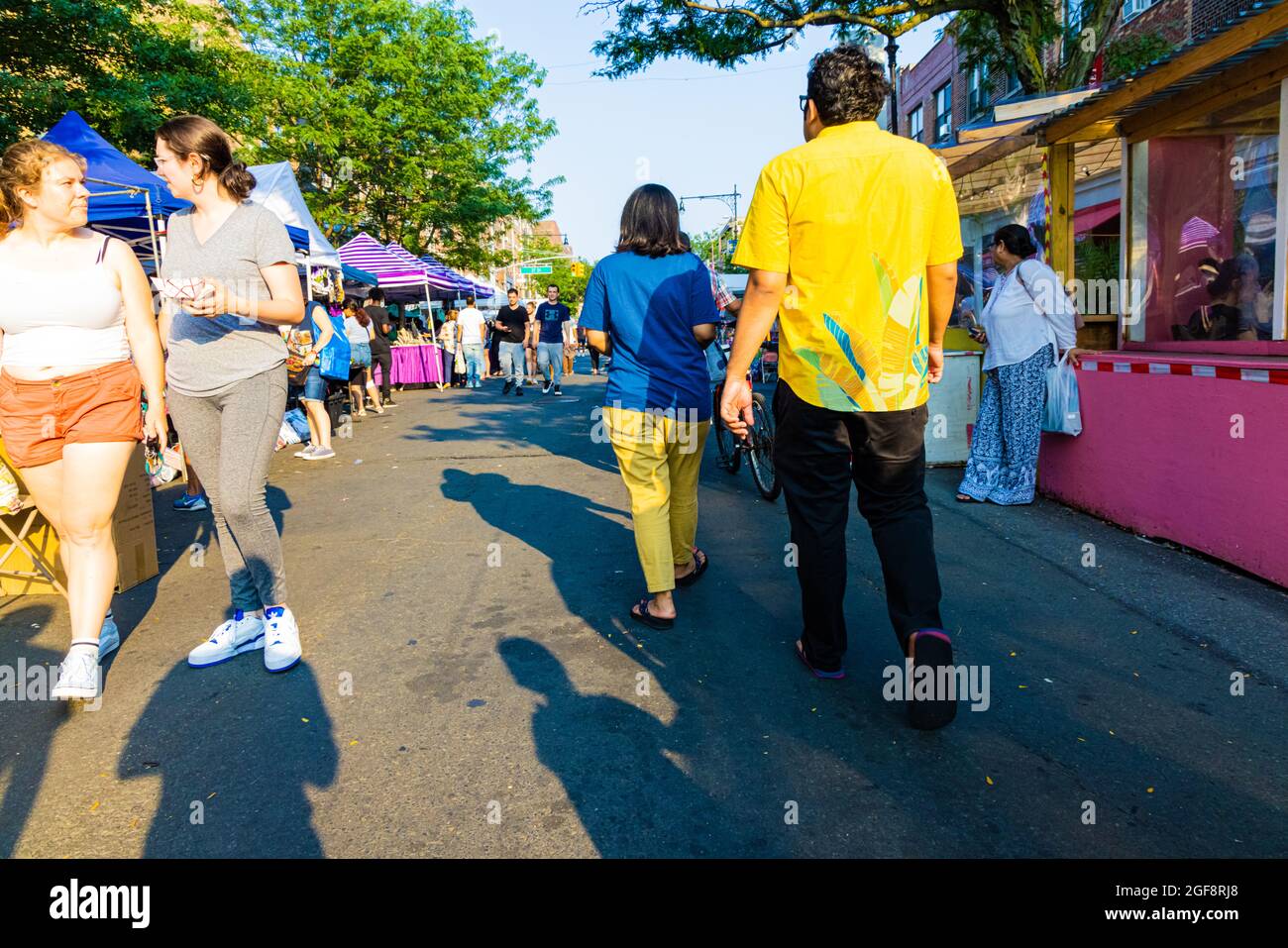 QUEENS, UNITED STATES - Jul 26, 2021: The people walking at the Astoria ...