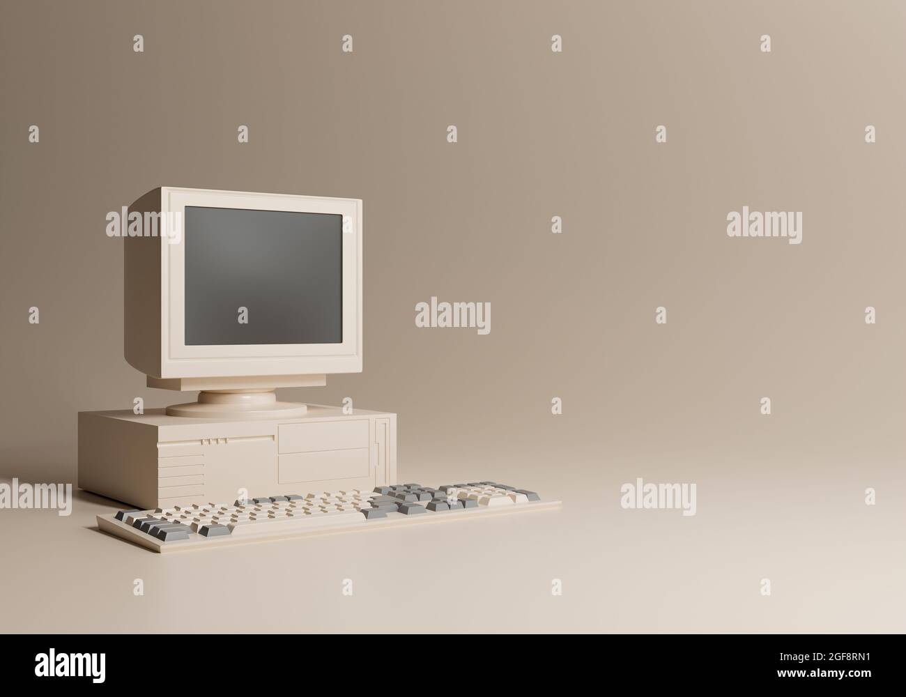 Vintage computer mock-up with keyboard. 3d rendering Stock Photo - Alamy