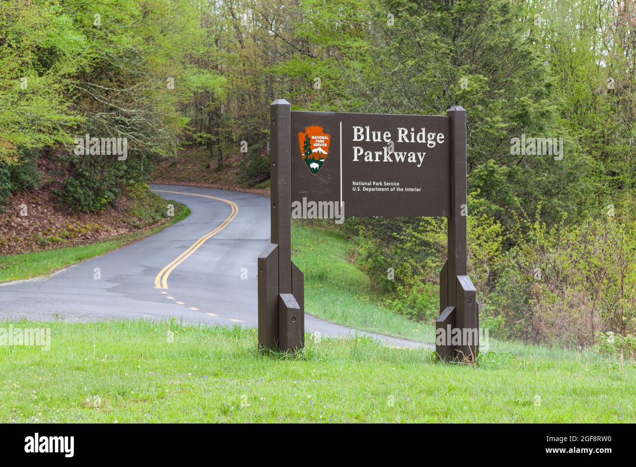 Blue Ridge Parkway Sign in the Great Smoky Mountains National Park in ...