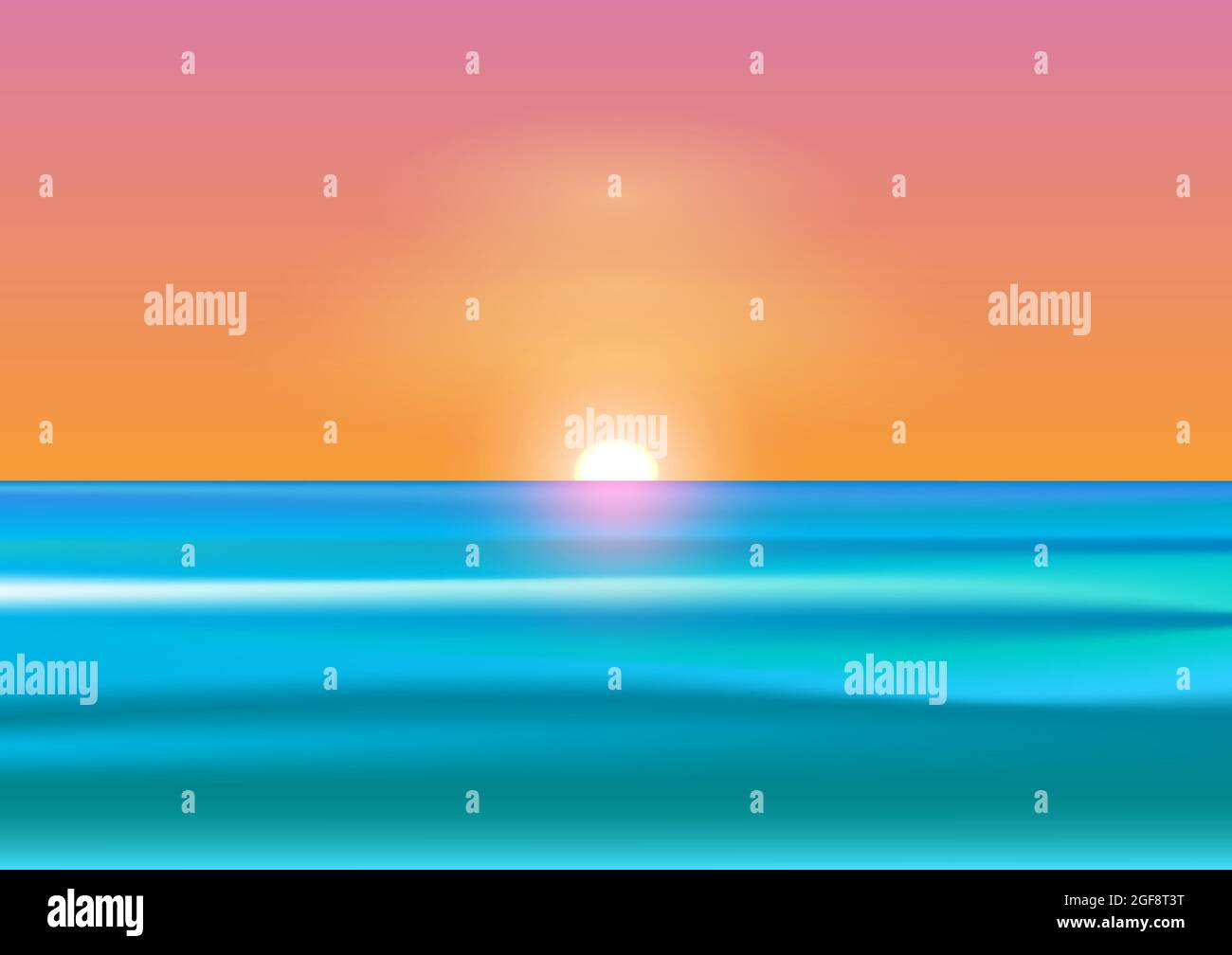 graphics drawing landscape view ocean and the sunset and light twilight ...