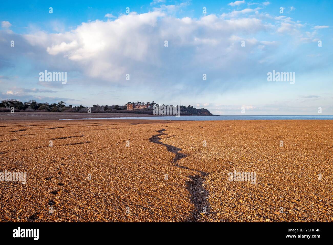 Low tide on a shingle spit Bawdsey Ferry Suffolk UK Stock Photo - Alamy