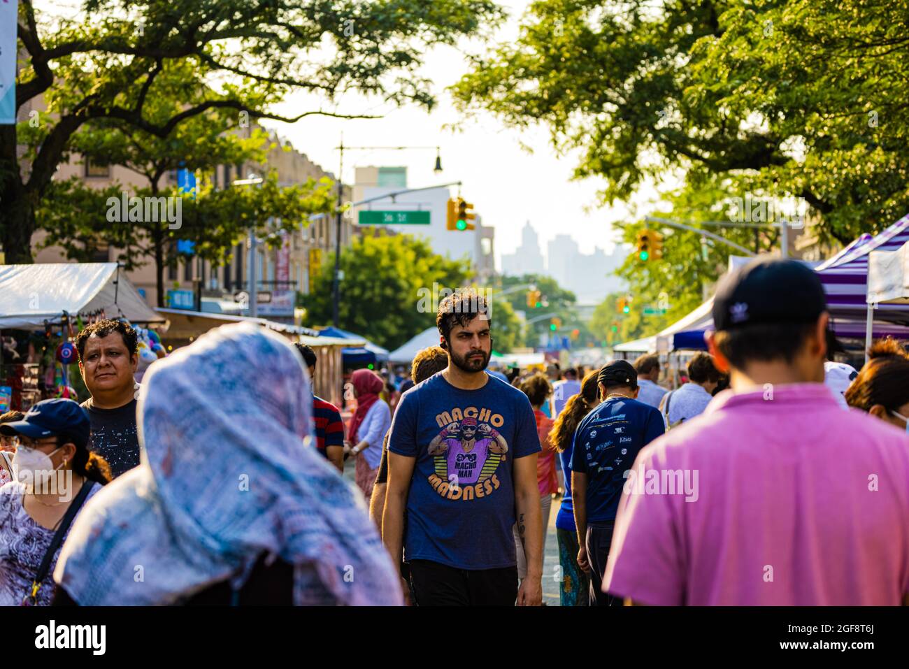 QUEENS, UNITED STATES - Jul 26, 2021: The people walking at the Astoria ...