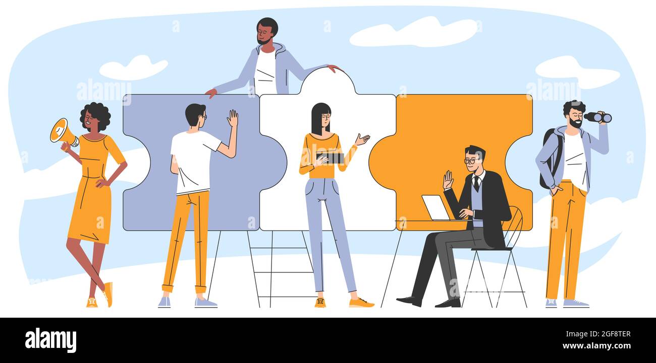 People connecting puzzle elements Stock Vector Image & Art - Alamy