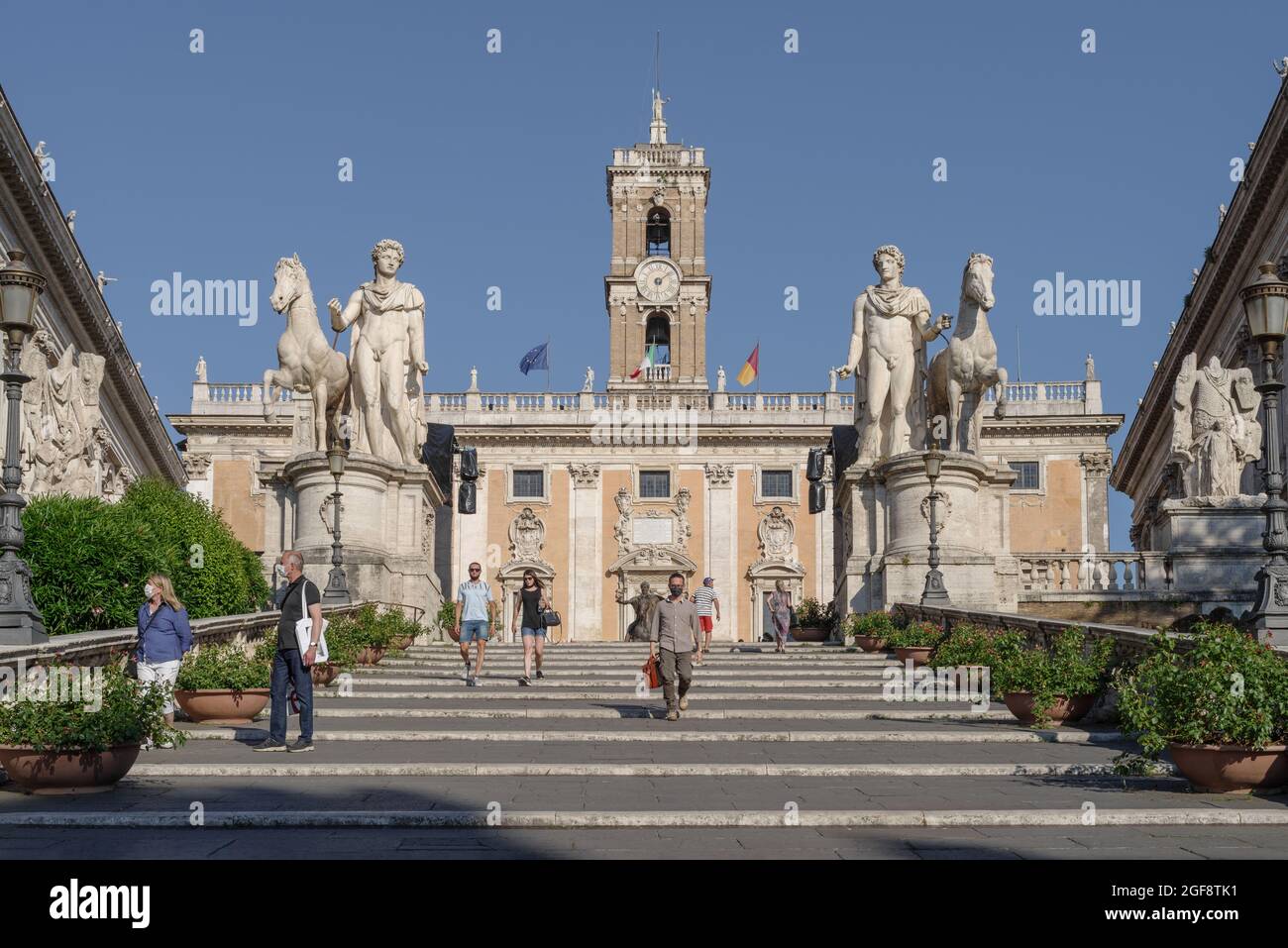 Campidoglio square, on the top of Capitoline Hill, with the facade of ...