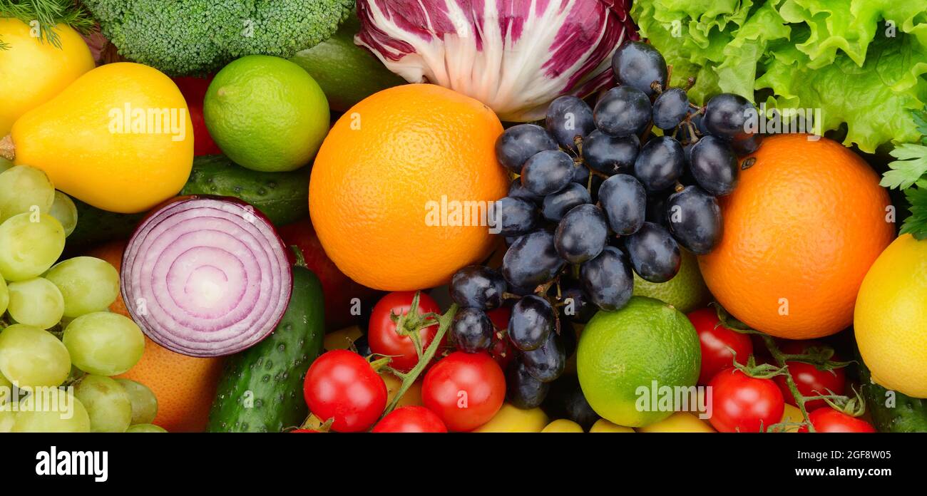 set fruit and vegetable background Stock Photo - Alamy