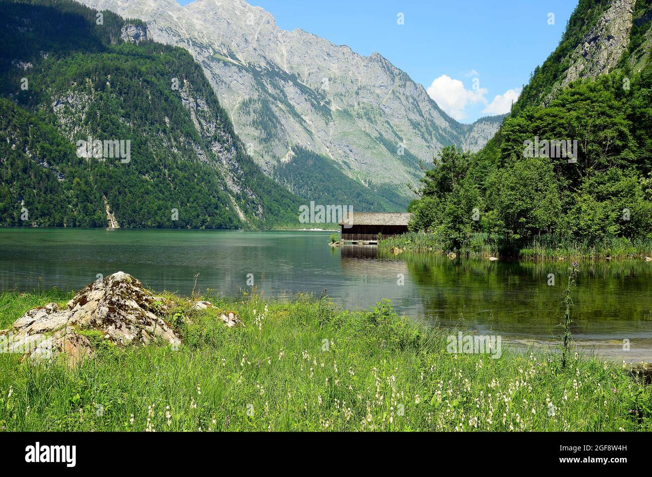 Germany; Bavaria; Koenigssee lake with Watzmann mountain, a preferred ...