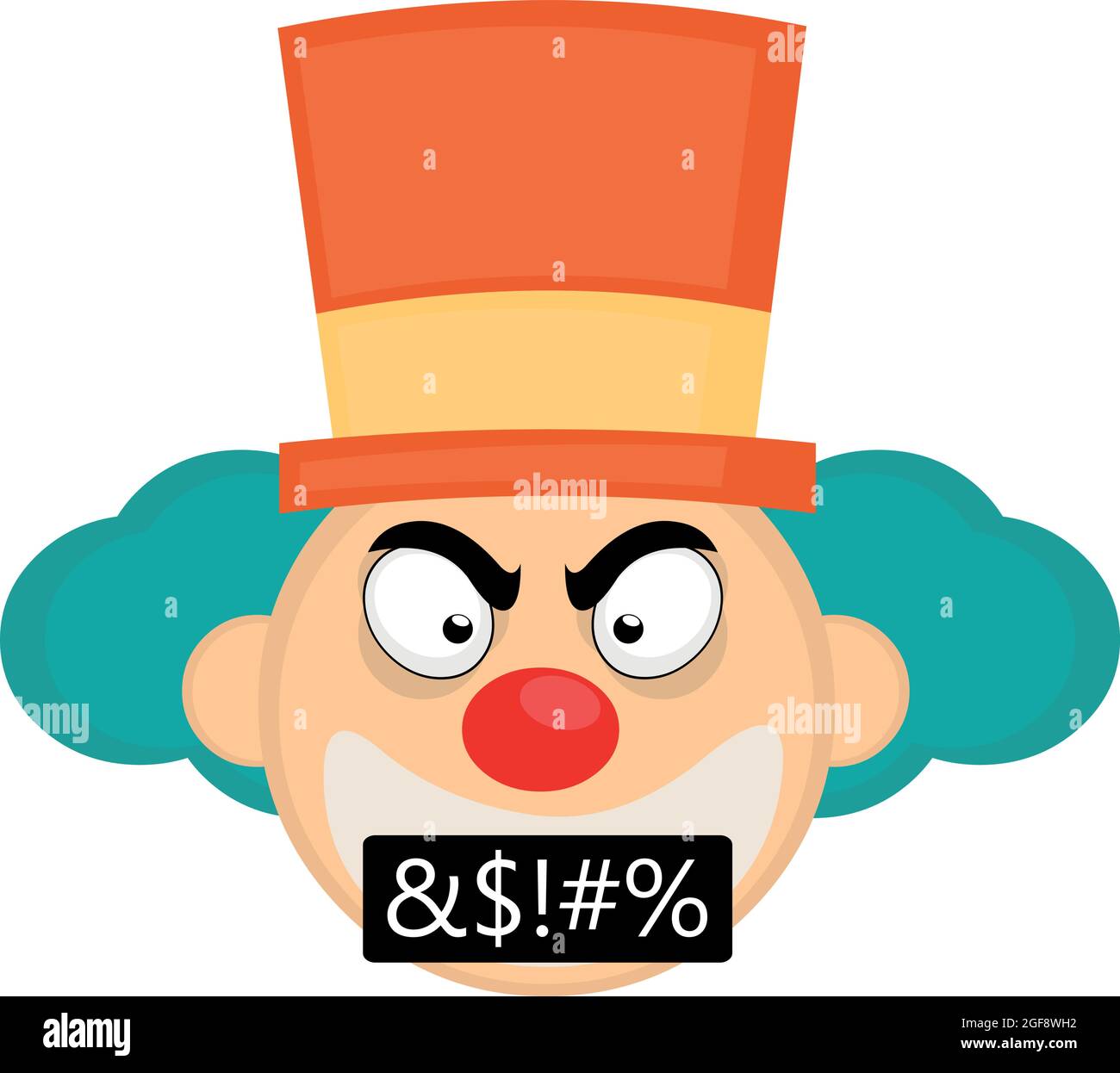 Vector emoticon illustration of the face of a cartoon clown with a hat ...