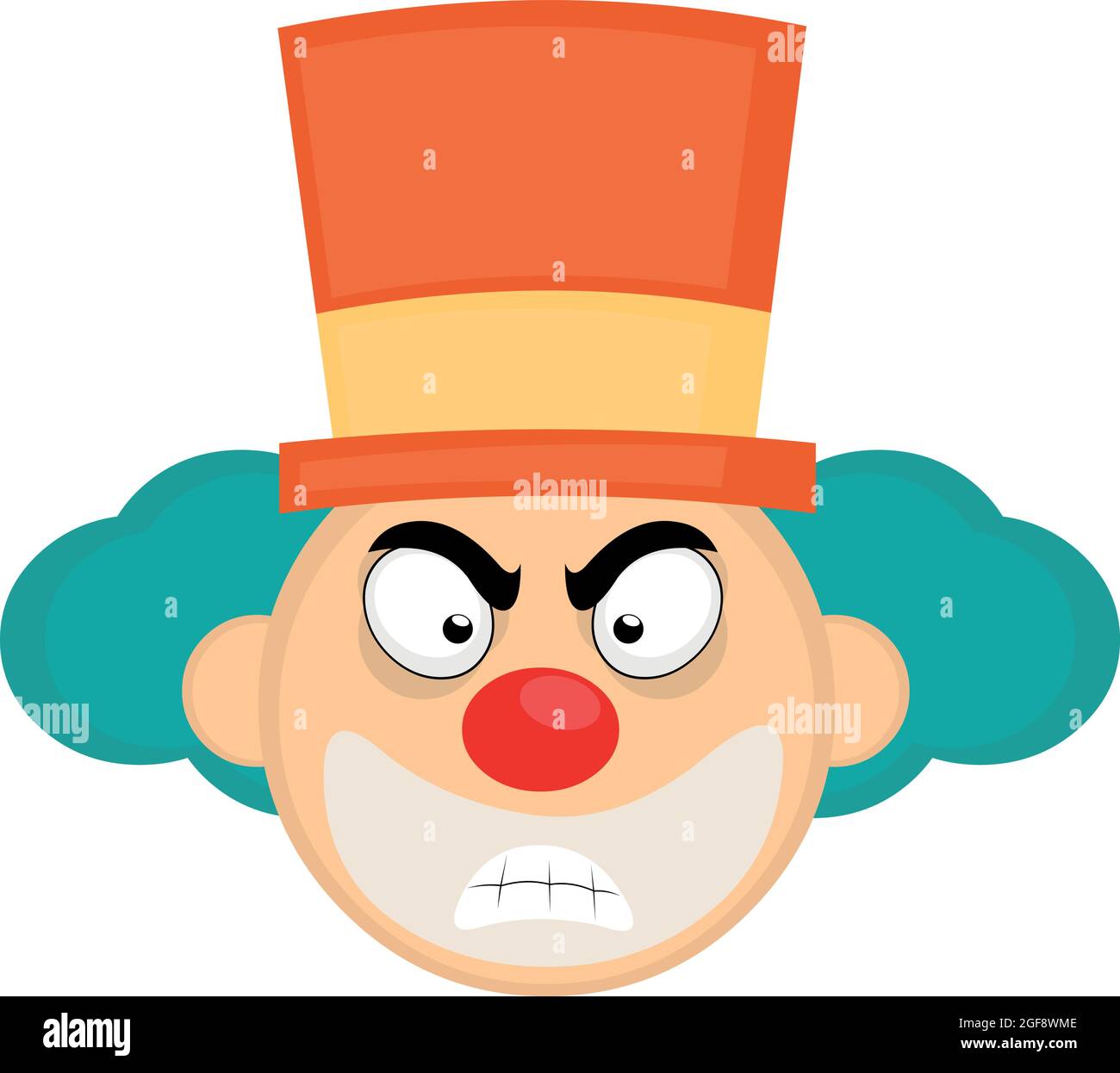 Vector emoticon illustration of a cartoon clown's face with an angry ...
