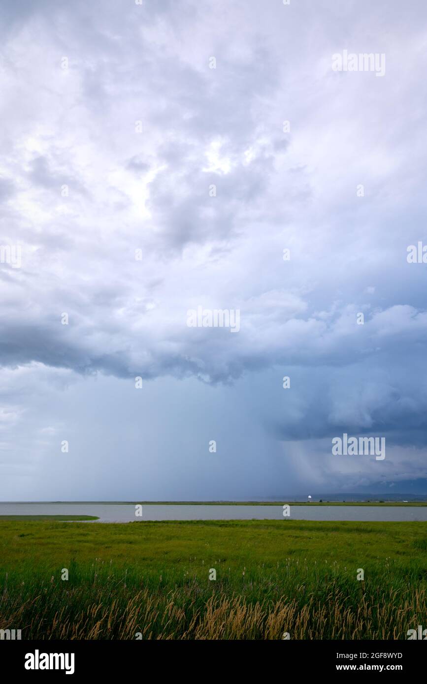 Heavy Rain over Georgia Strait. Storm clouds and heavy rain over the ...