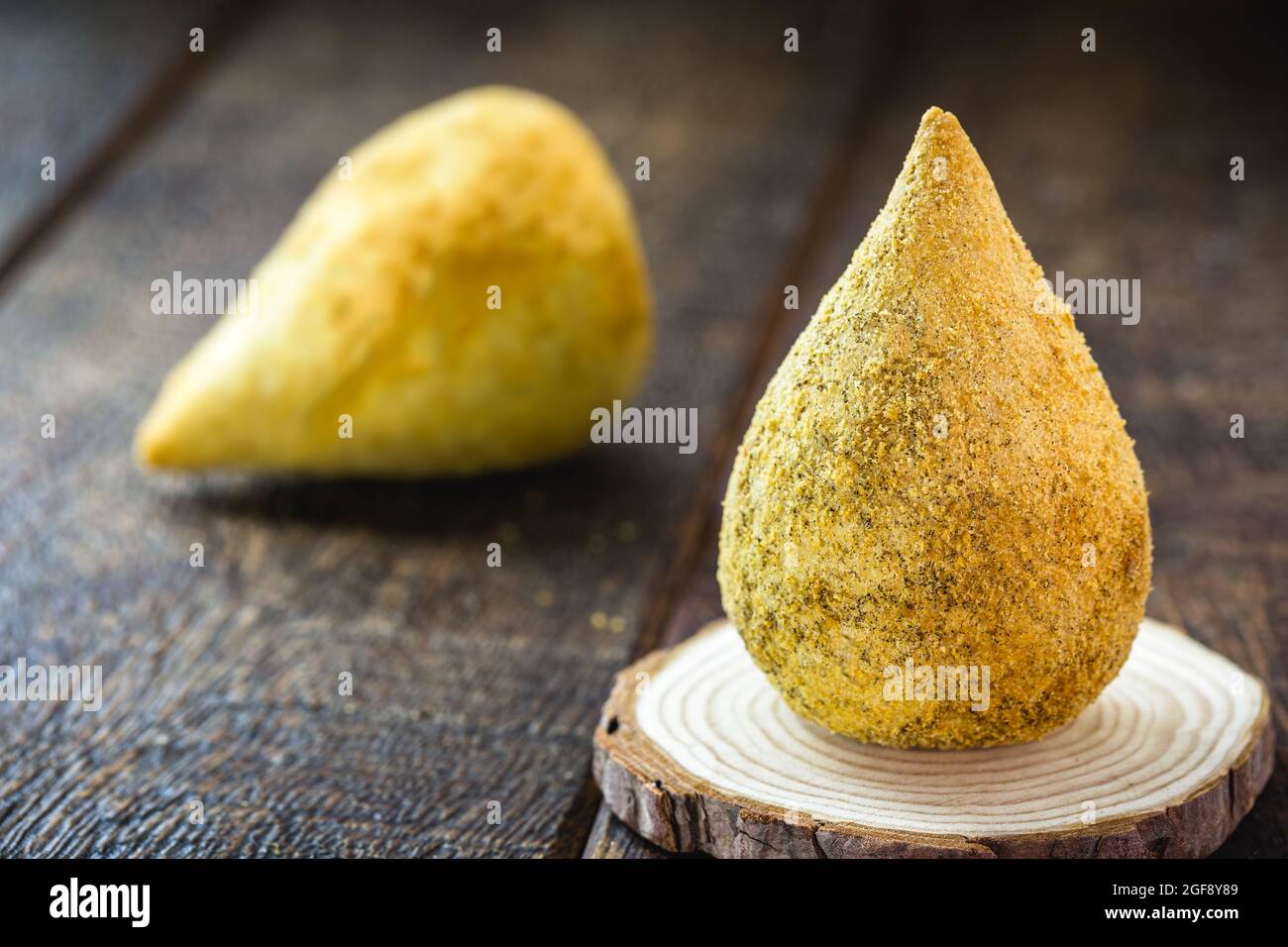 Brazilian appetizer, fried chicken croquette, called chicken coxinha ...