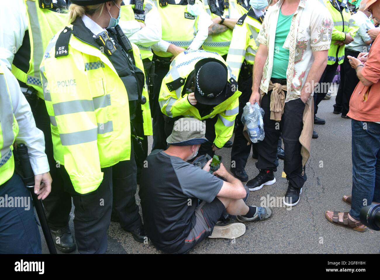 London, England. 24th August 2021. Extinction Rebellion block Cambridge ...