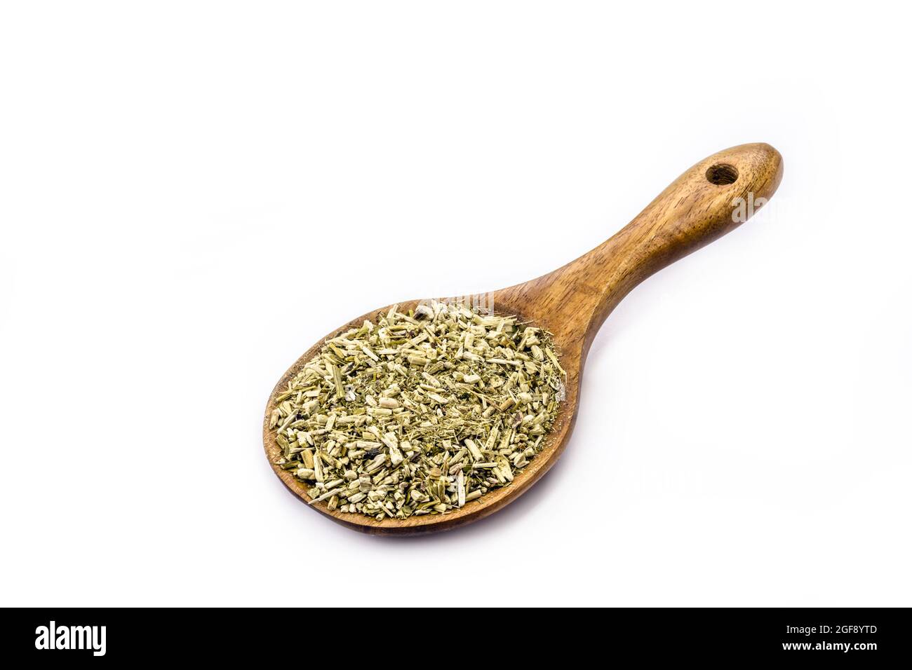 wooden spoon with yerba mate on isolated white background Stock Photo ...