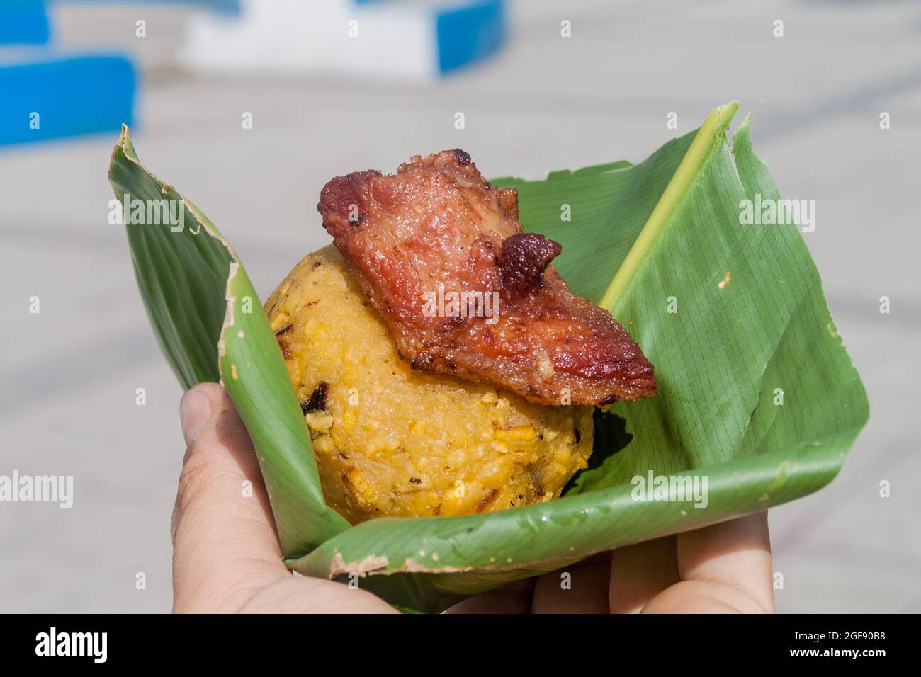 Peruvian meal Tacacho and Cecina Stock Photo - Alamy