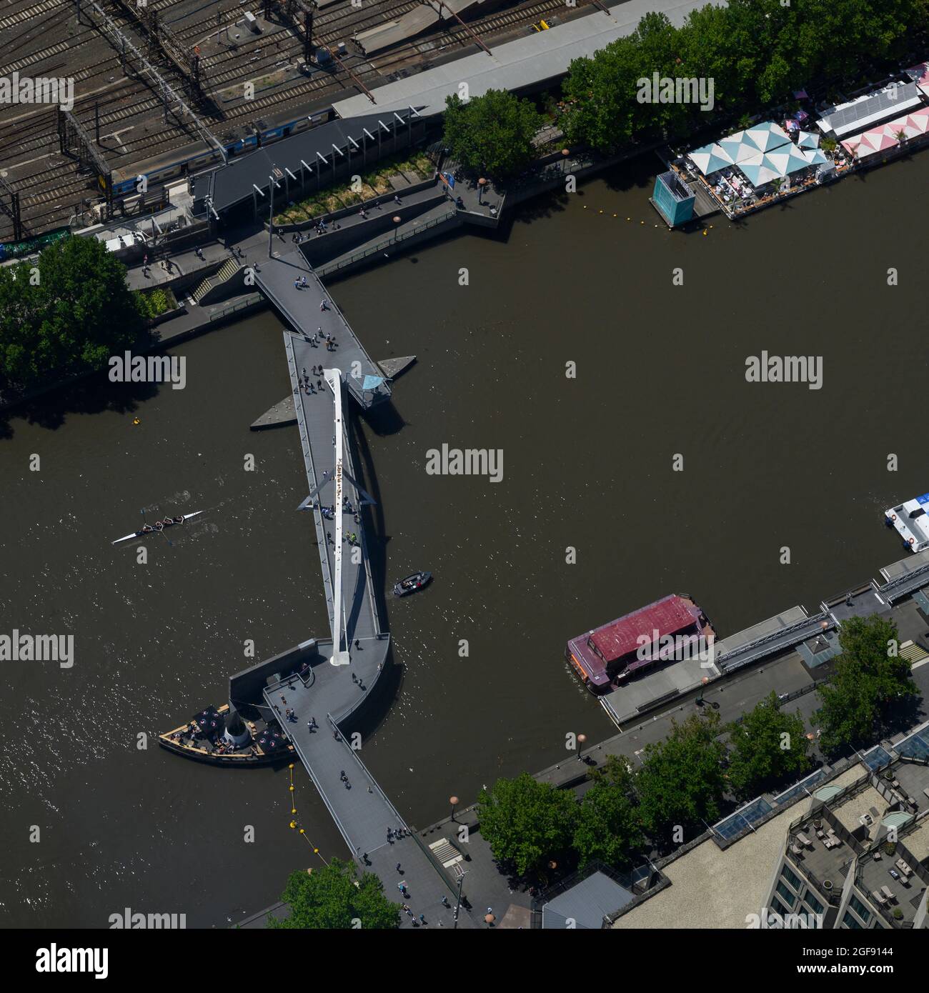 Bridge over Yarra River seen from Eureka Tower, Melbourne, State Of ...