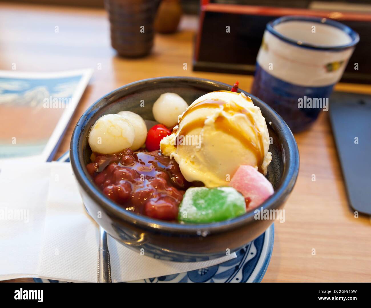 Japanese ice cream sundae with red bean and mochi Stock Photo - Alamy