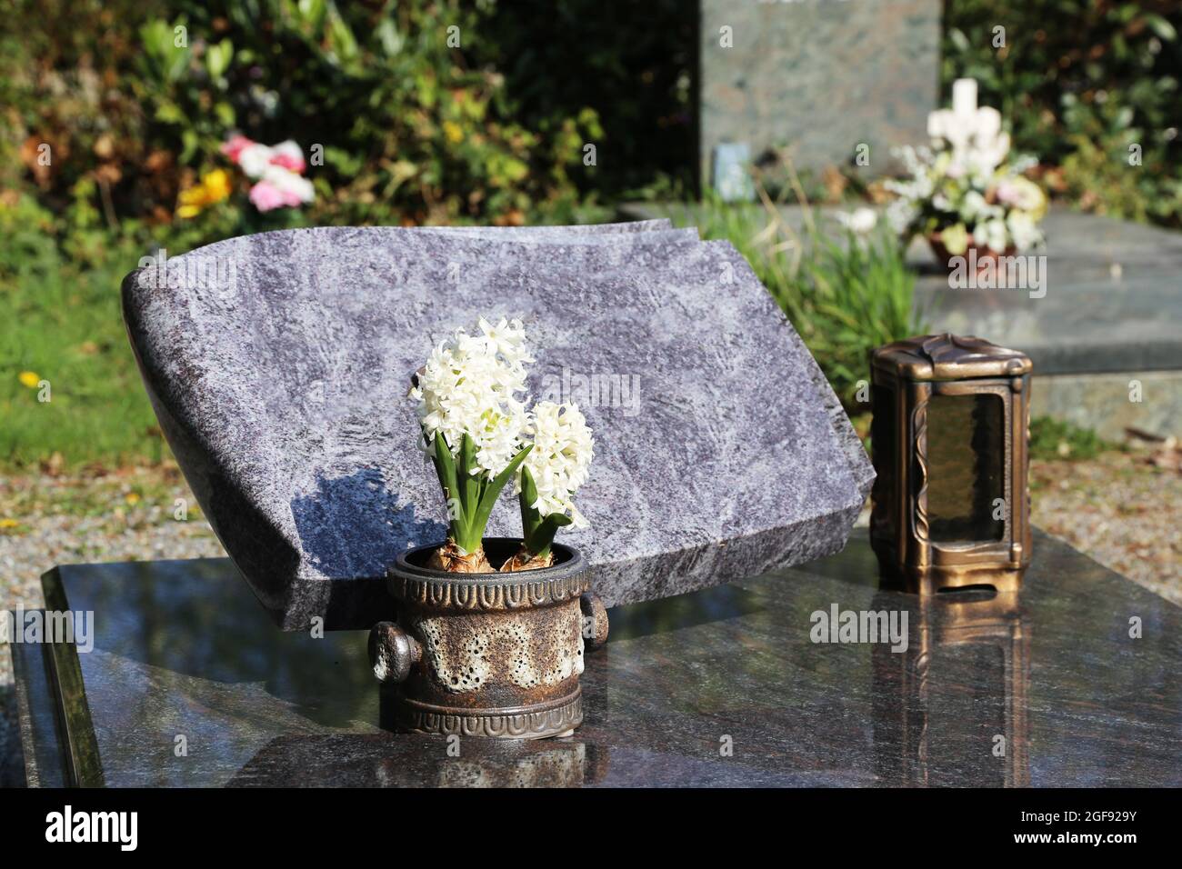 Pretty Gravestone With Flowers