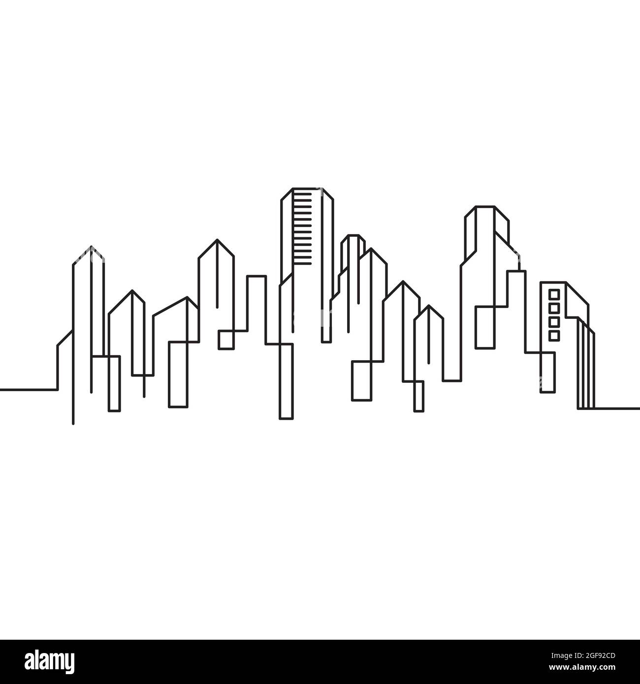 City Building Line art Vector icon design illustration Template Stock ...