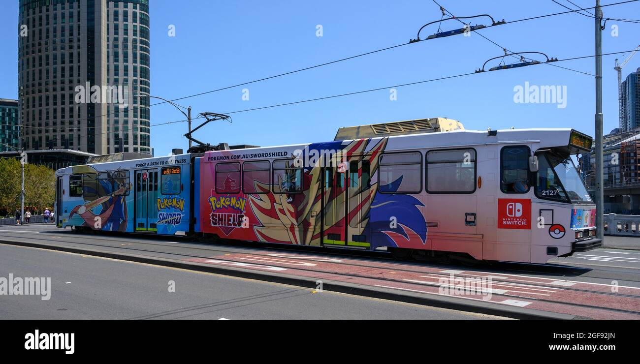 Tram on the road, Melbourne, State Of Victoria, Australia Stock Photo ...