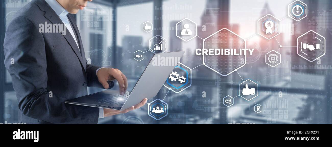 Credibility improvement concept. Multiple exposure virtual screen Stock ...