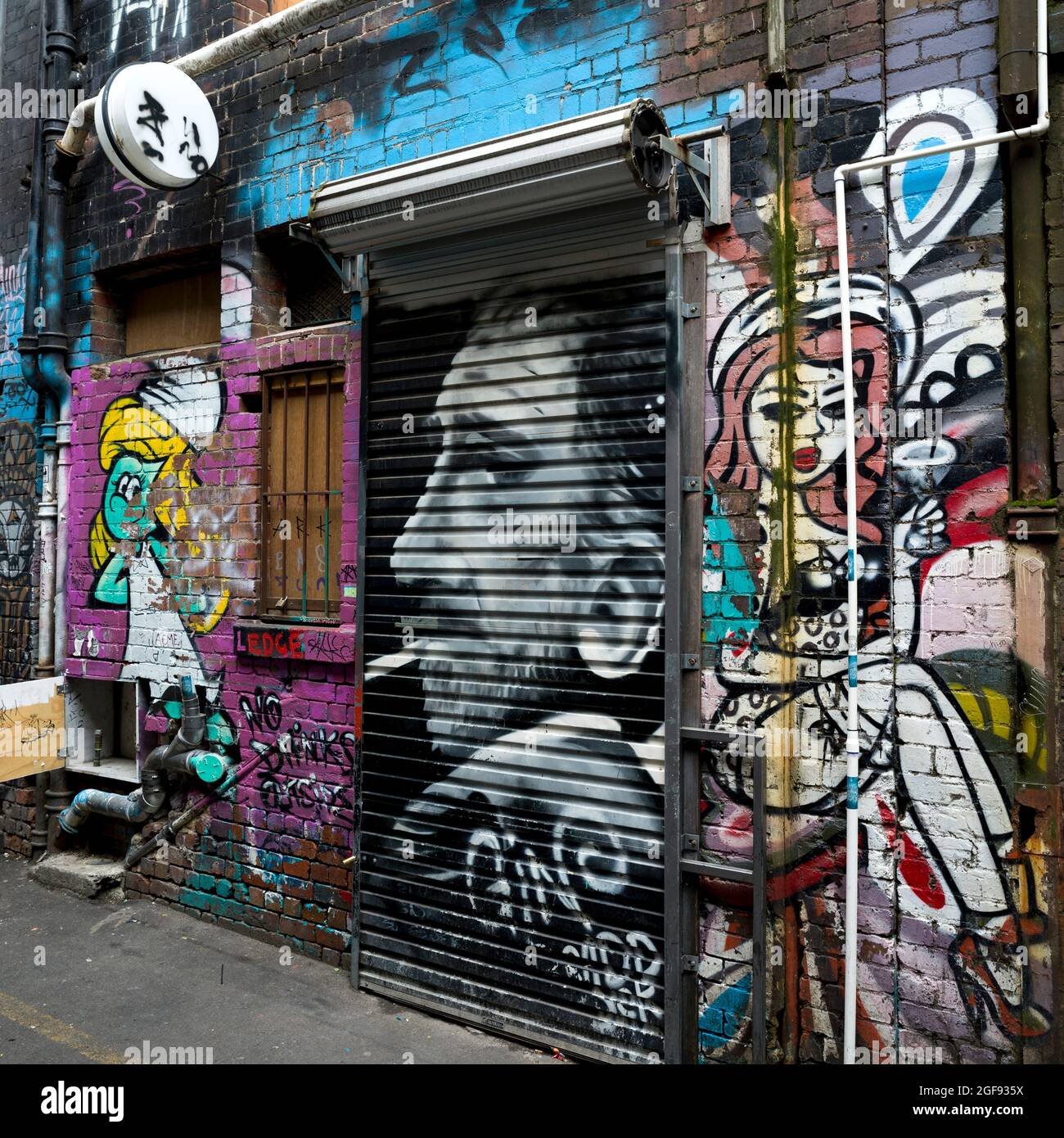 Graffiti on the wall in a street, Melbourne, State Of Victoria ...