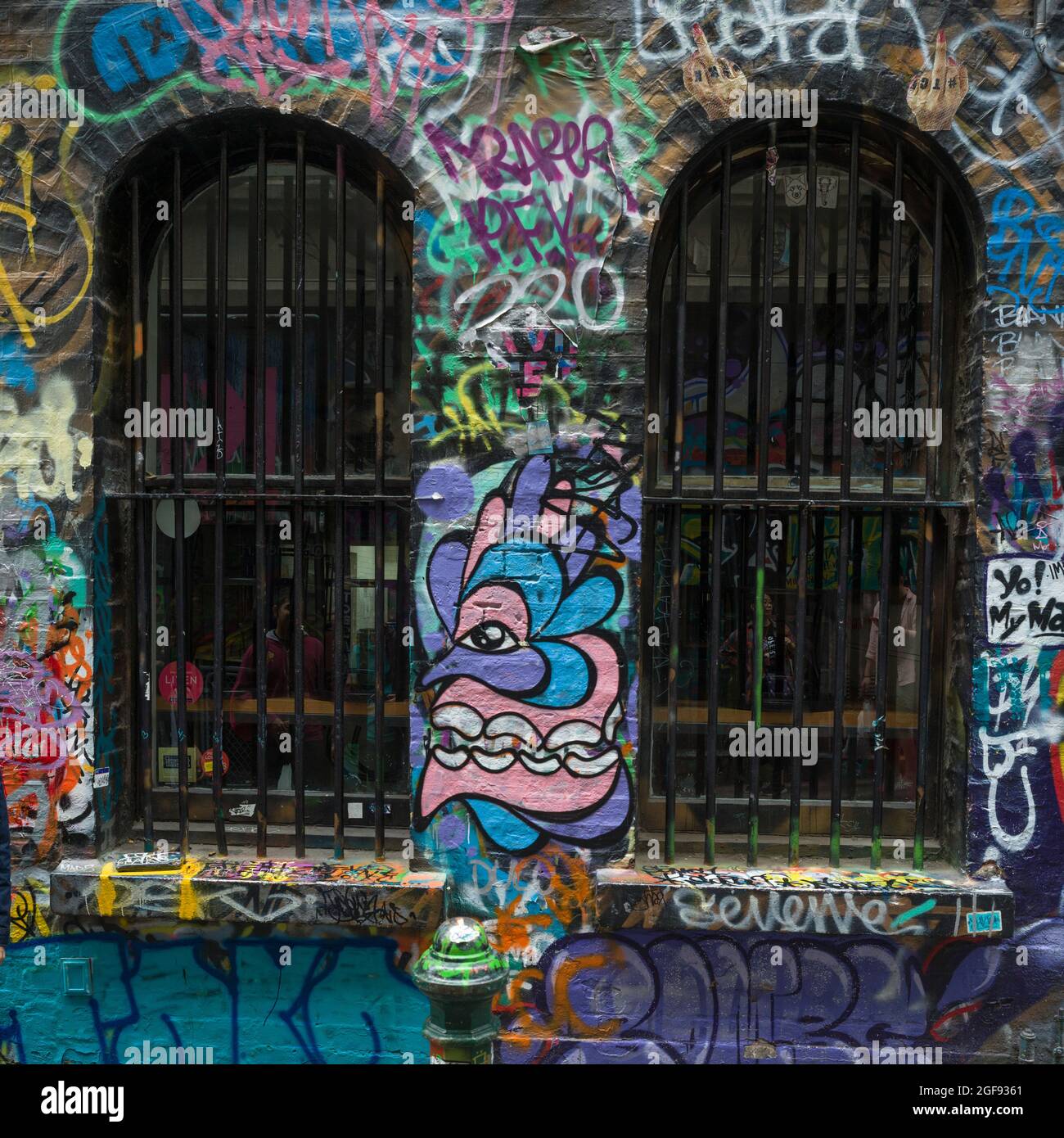 Graffiti on the wall in a street, Melbourne, State Of Victoria ...