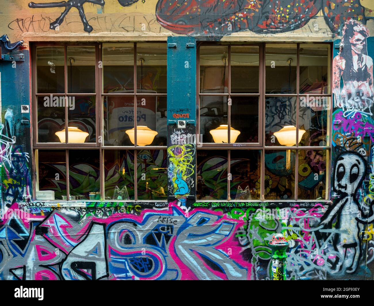 Graffiti on the wall in a street, Melbourne, State Of Victoria ...