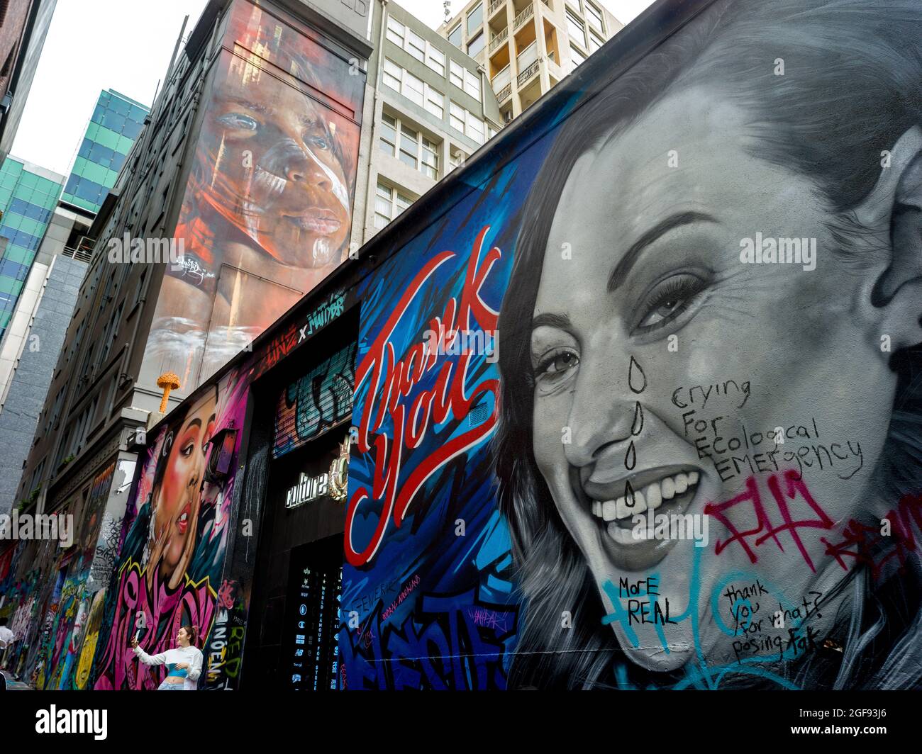 Graffiti on the wall in a street, Melbourne, State Of Victoria ...