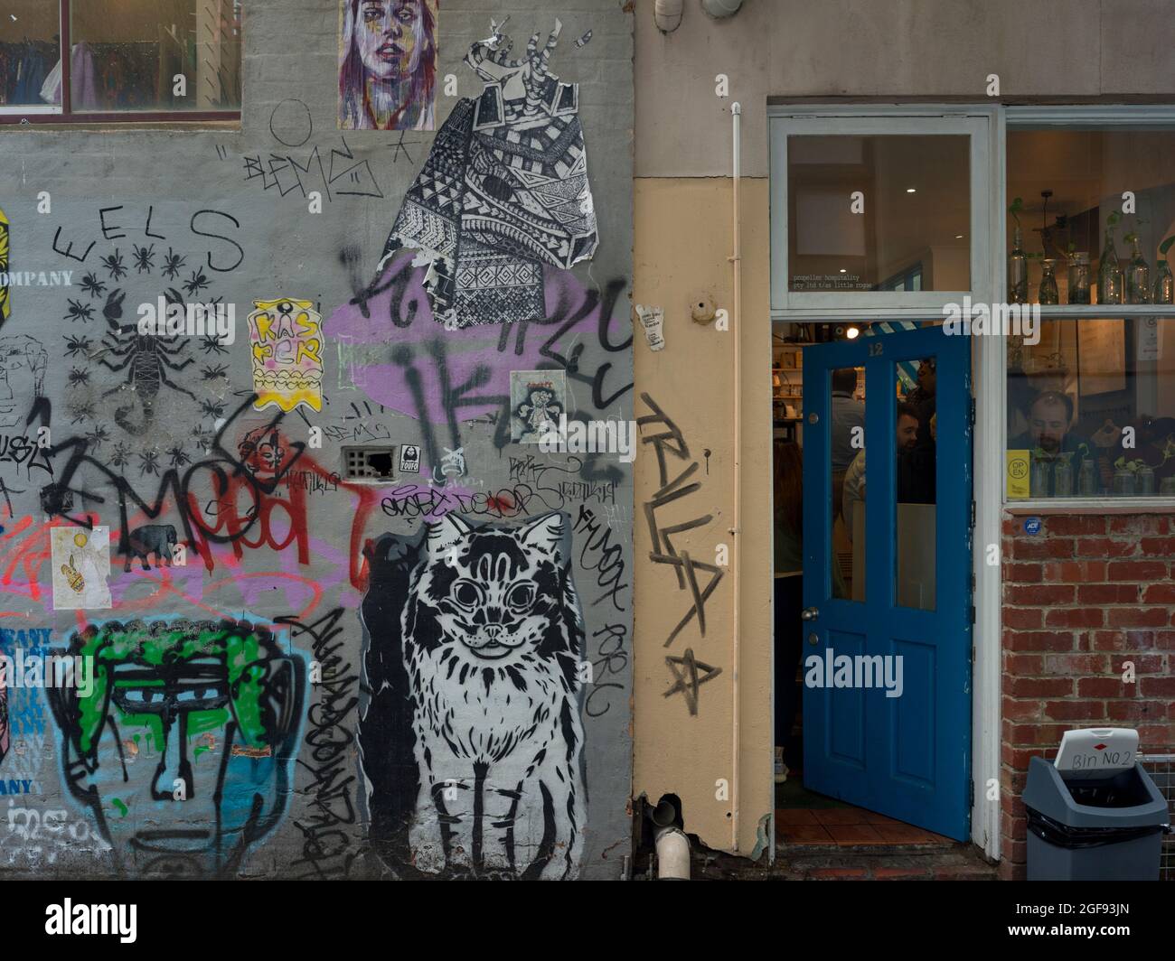 Graffiti on the wall in a street, Melbourne, State Of Victoria ...