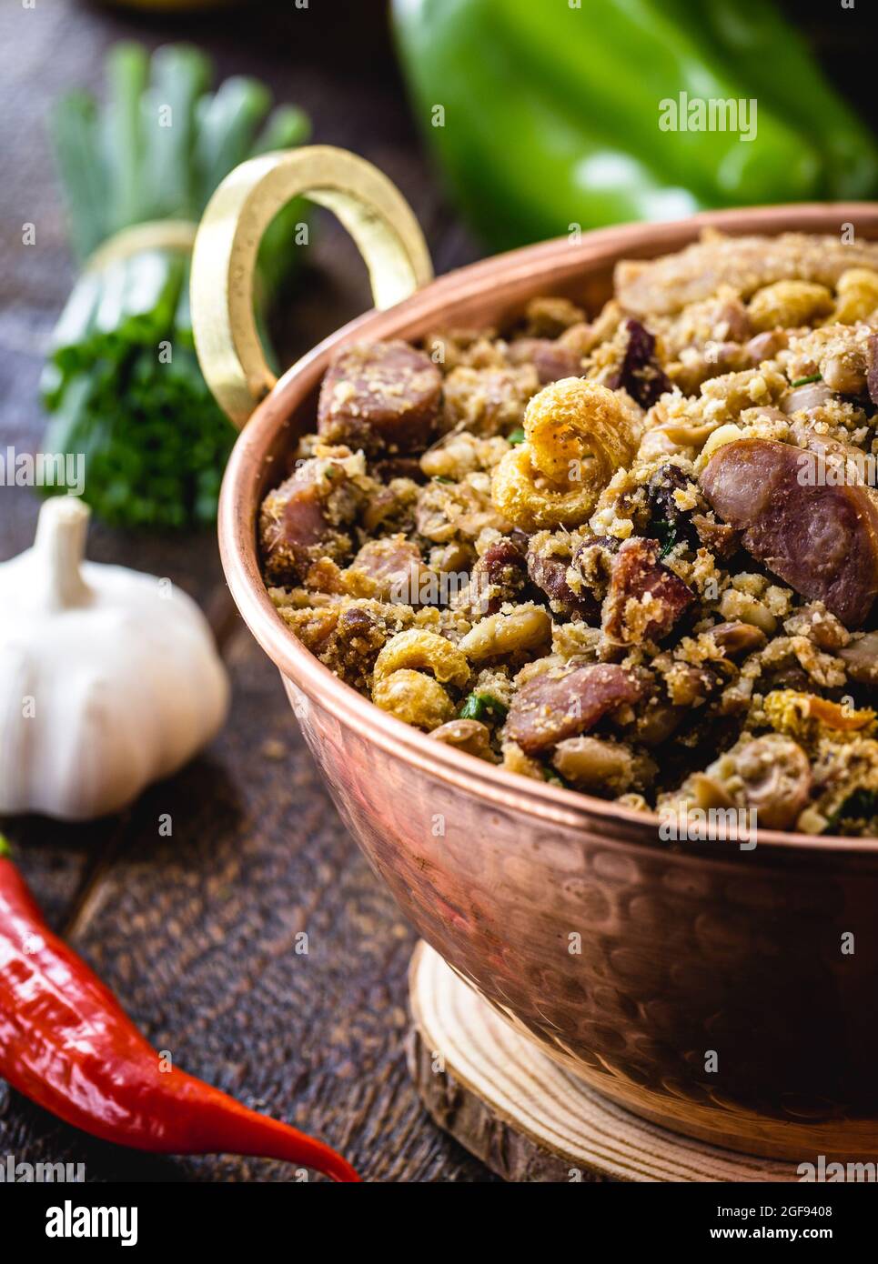 tropeiro beans, Brazilian culinary dish, beans with pork, pepper ...