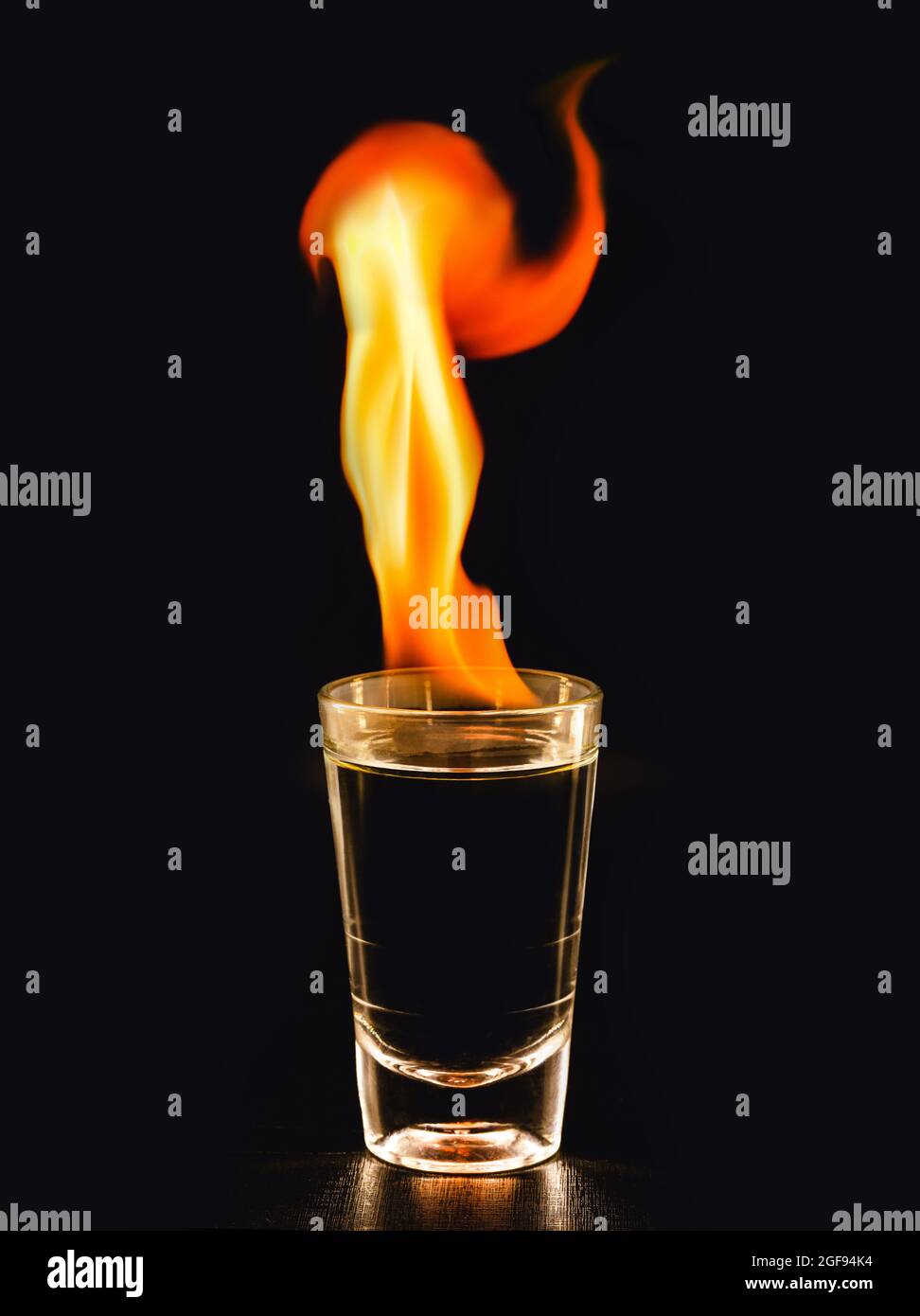 flaming tequila, mexican drink served with fire, incandescent drink ...