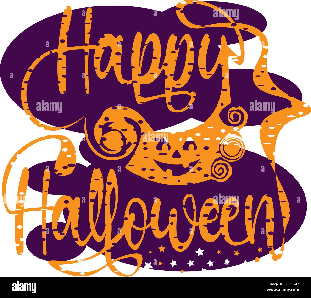 Happy Halloween pumpkin face with typography and noise effect made of ...