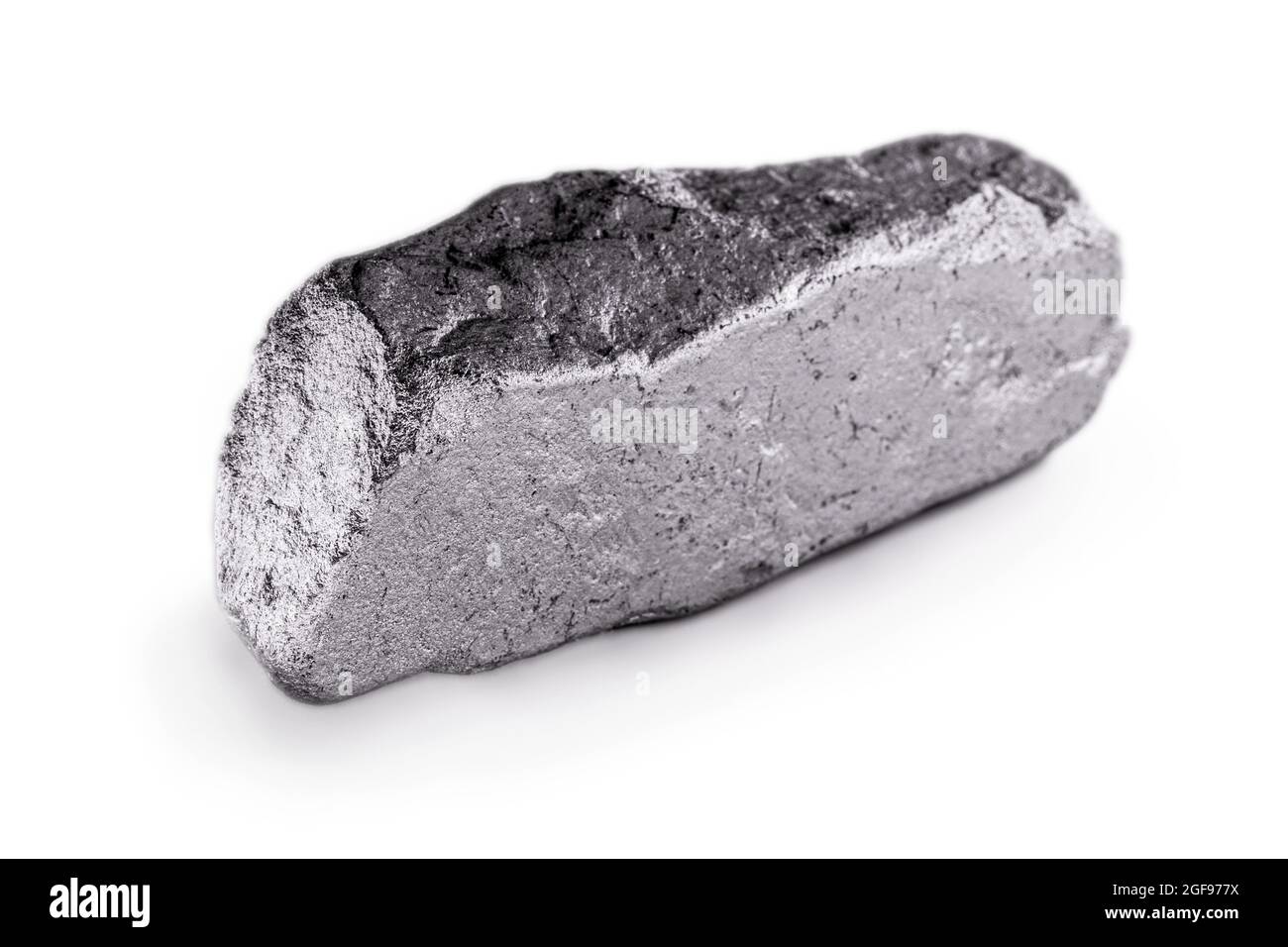 Platinum nugget on an isolated white background, is a chemical element ...