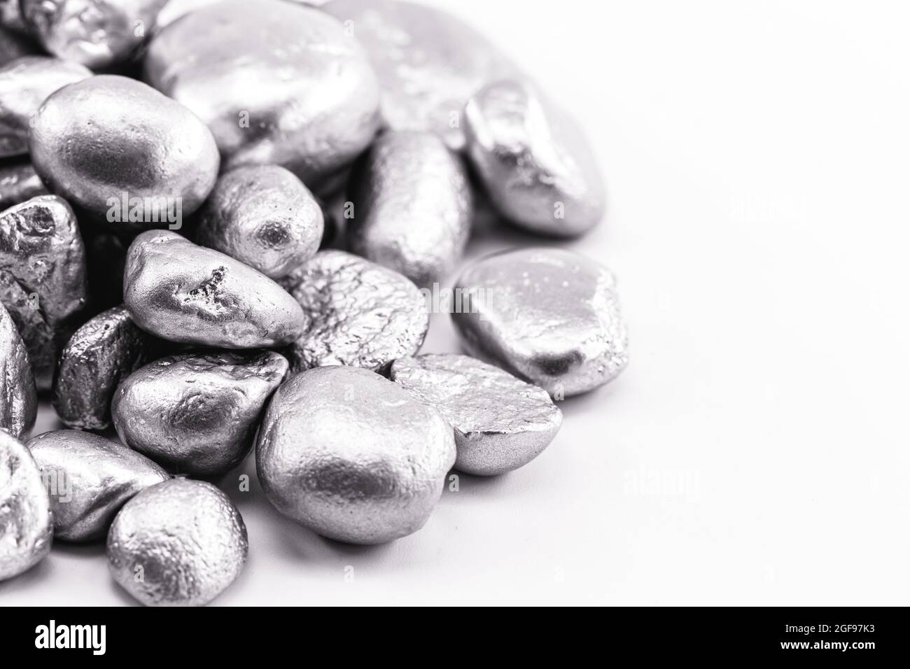 platinum nuggets, isolated. Precious metal known as another white ...