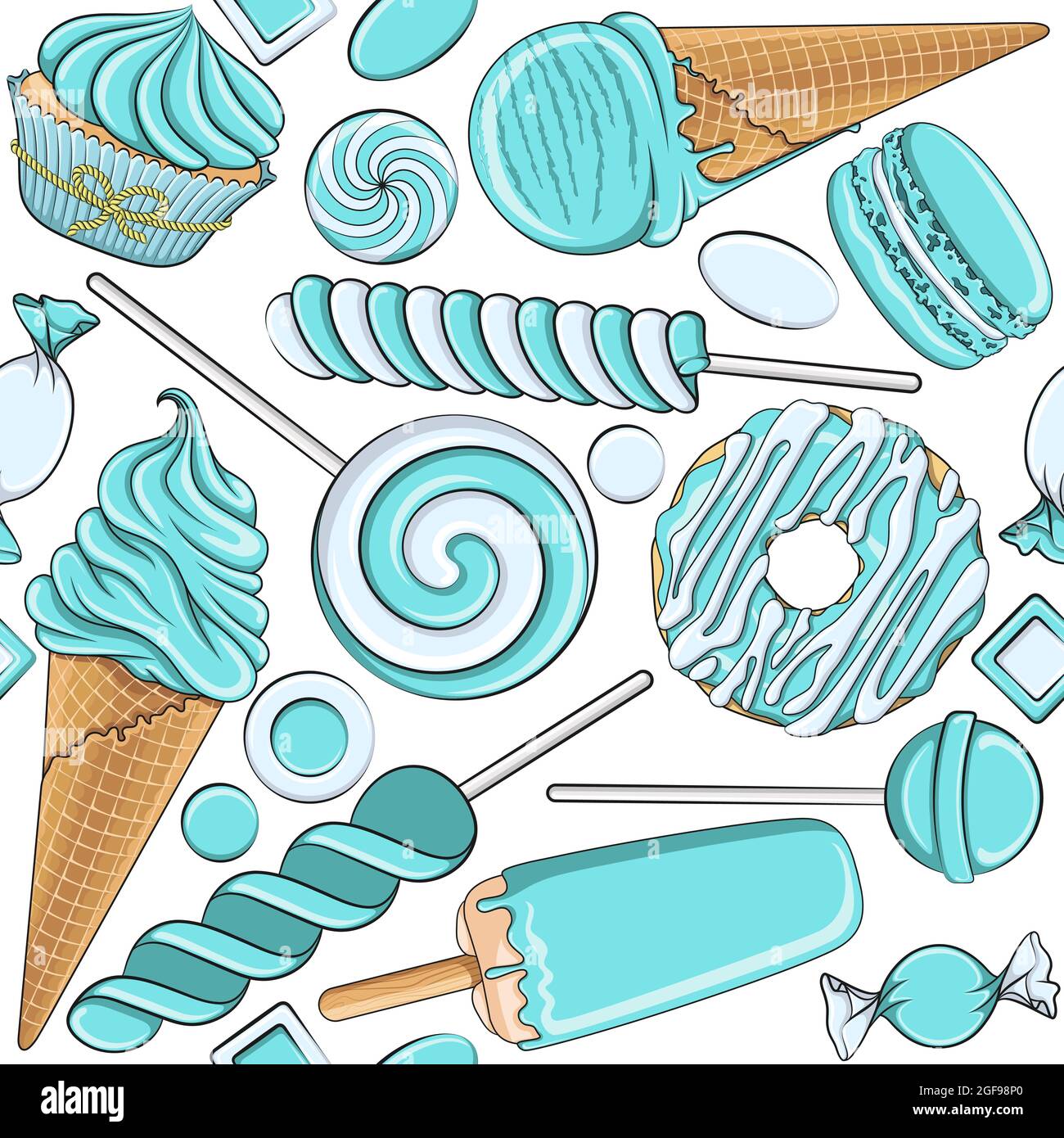 Seamless pattern with blue and white sweets. Vector illustration Stock ...
