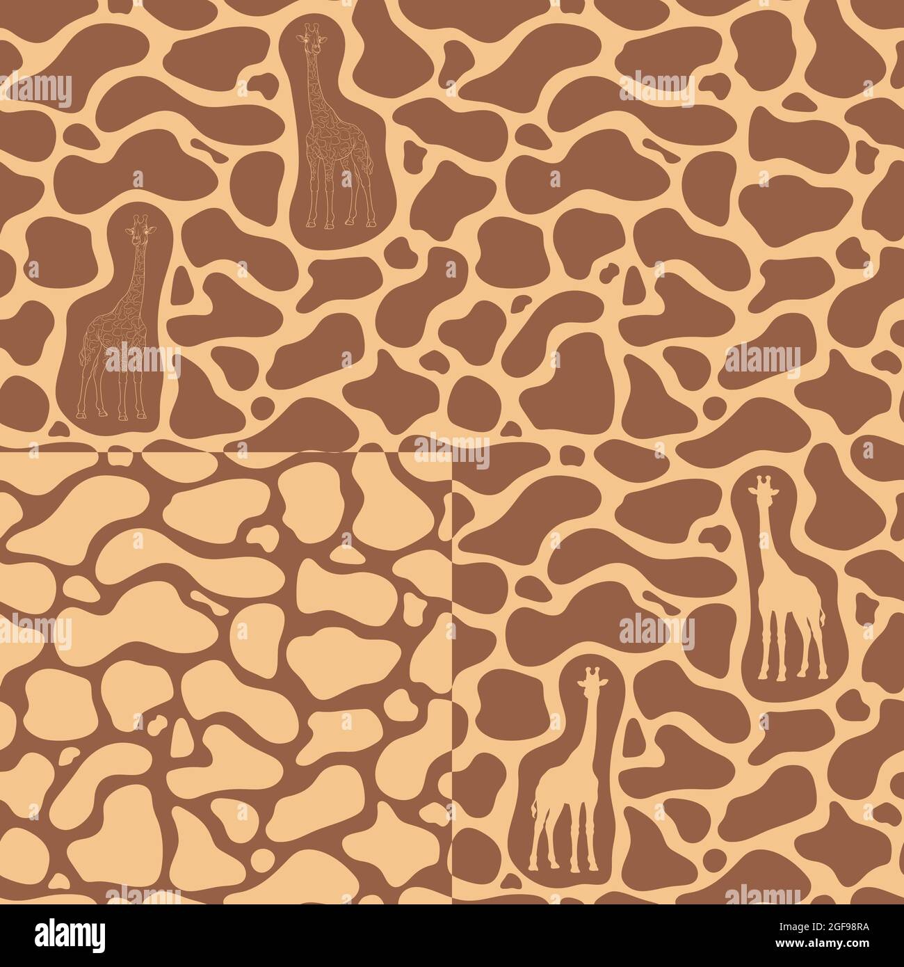Set of seamless patterns with a giraffe and texture of the stains on ...