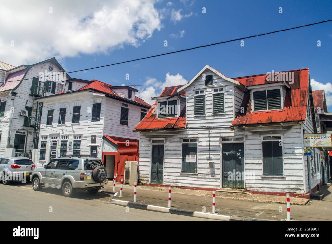 PARAMARIBO, SURINAME - AUGUST 6, 2015: Street with old colonial ...