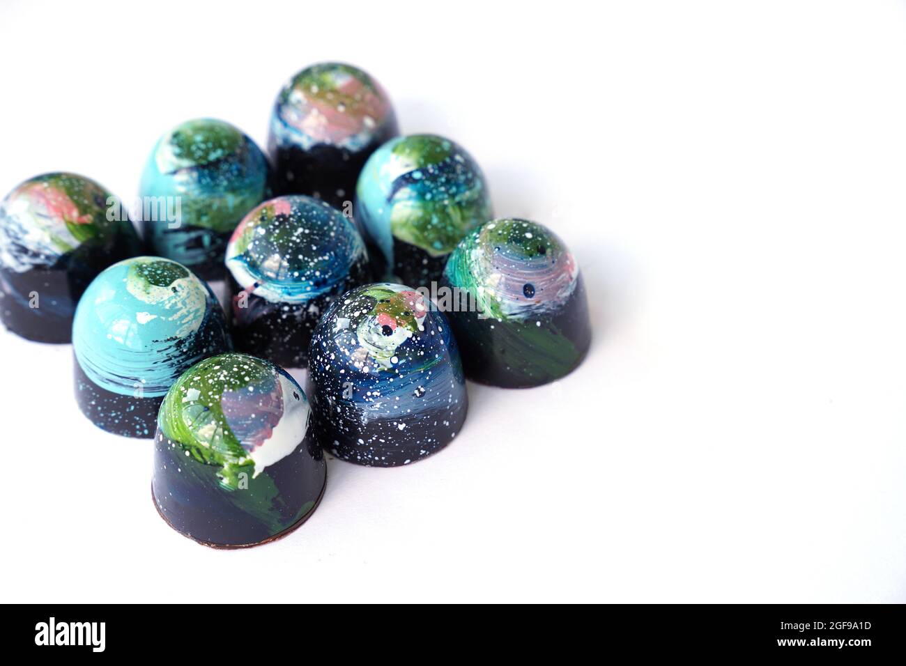 Chocolates set - blue color and space candy design. Handmade ...