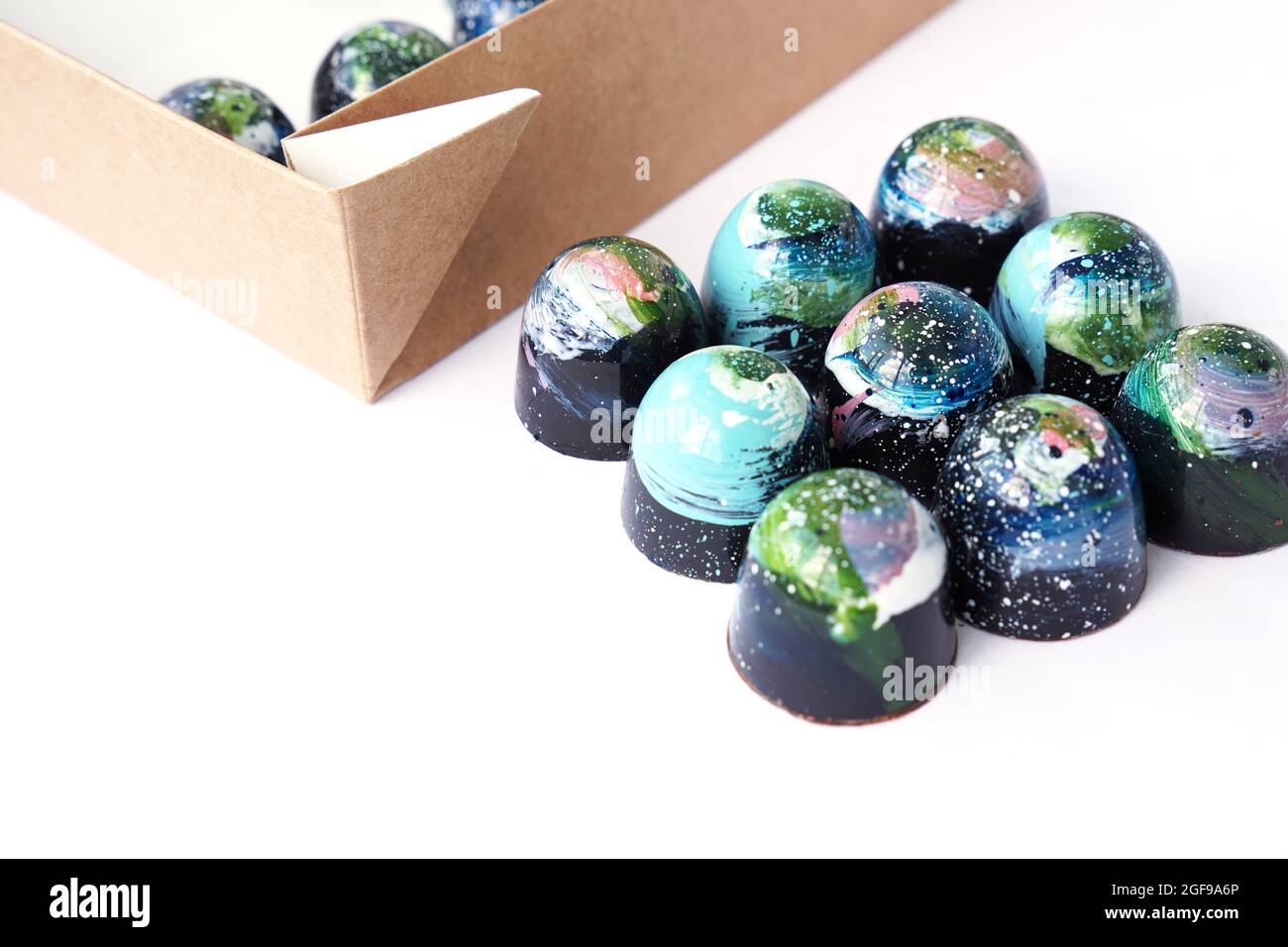 Chocolates set - blue color and space candy design. Handmade ...