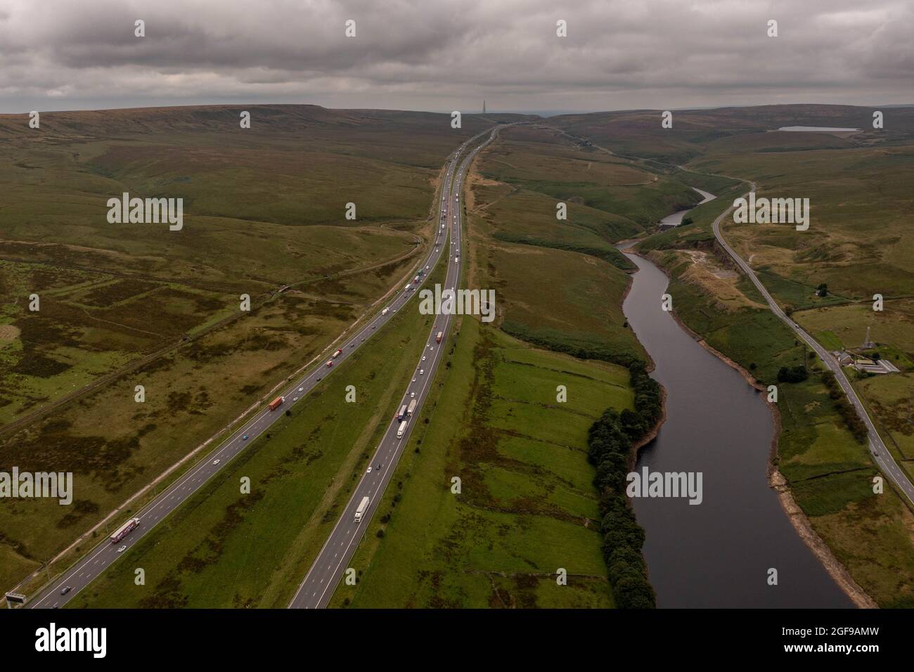 Rishworth Moor Motorway Ainley Top M62 Stott Hall Farm Aerial Birds Eye ...