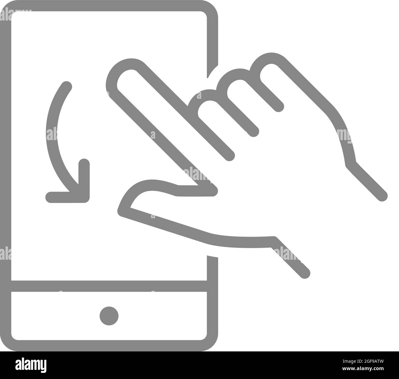 Turning swipe gesture line icons for smartphone application. Mobile ...