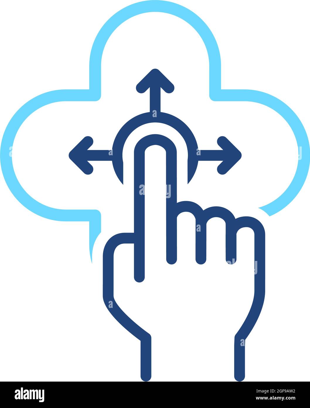 Hand gesture with different swipe sides icon. Simple social media ...